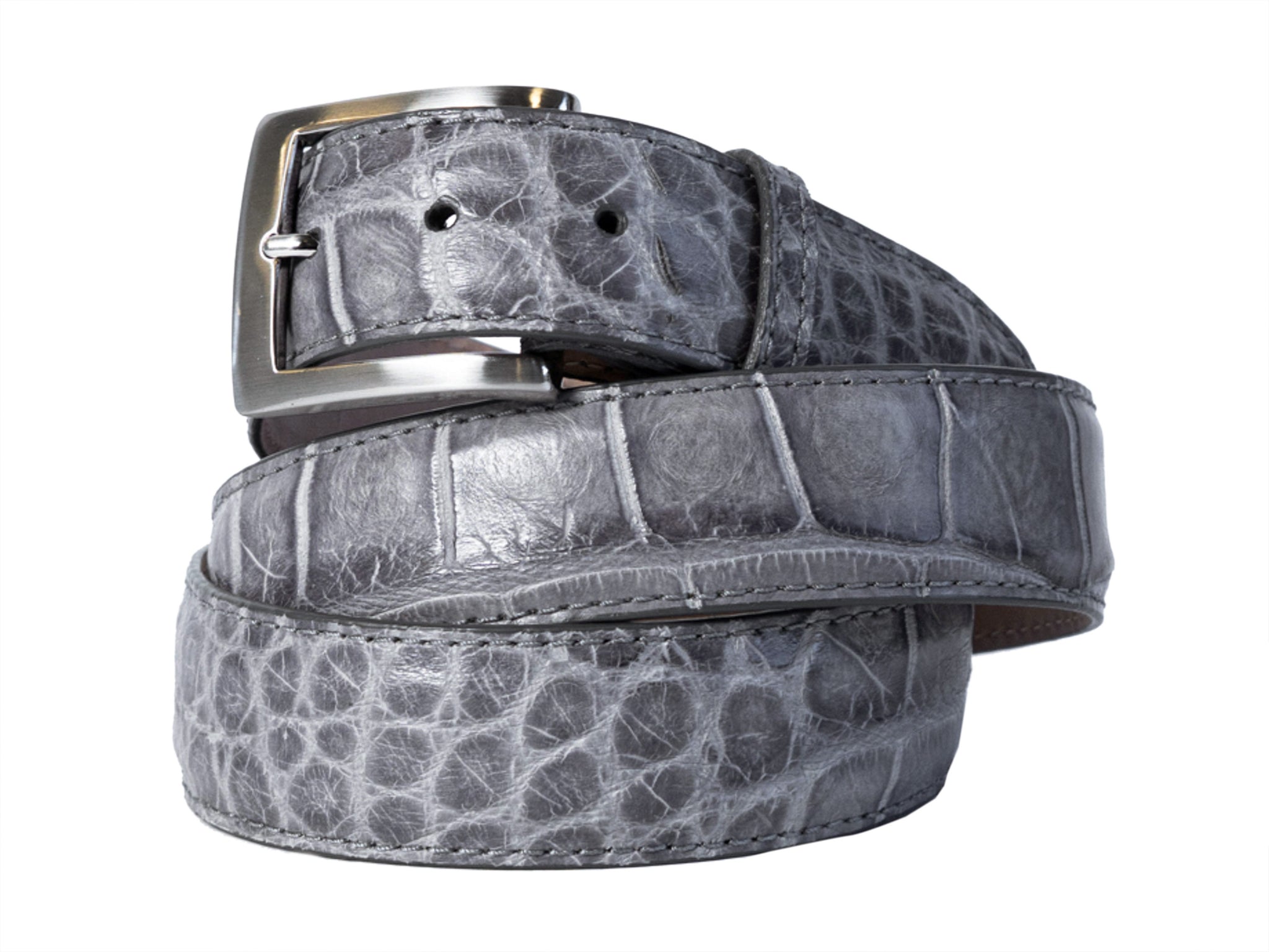 Alligator Skin Matte Belt Light Gray