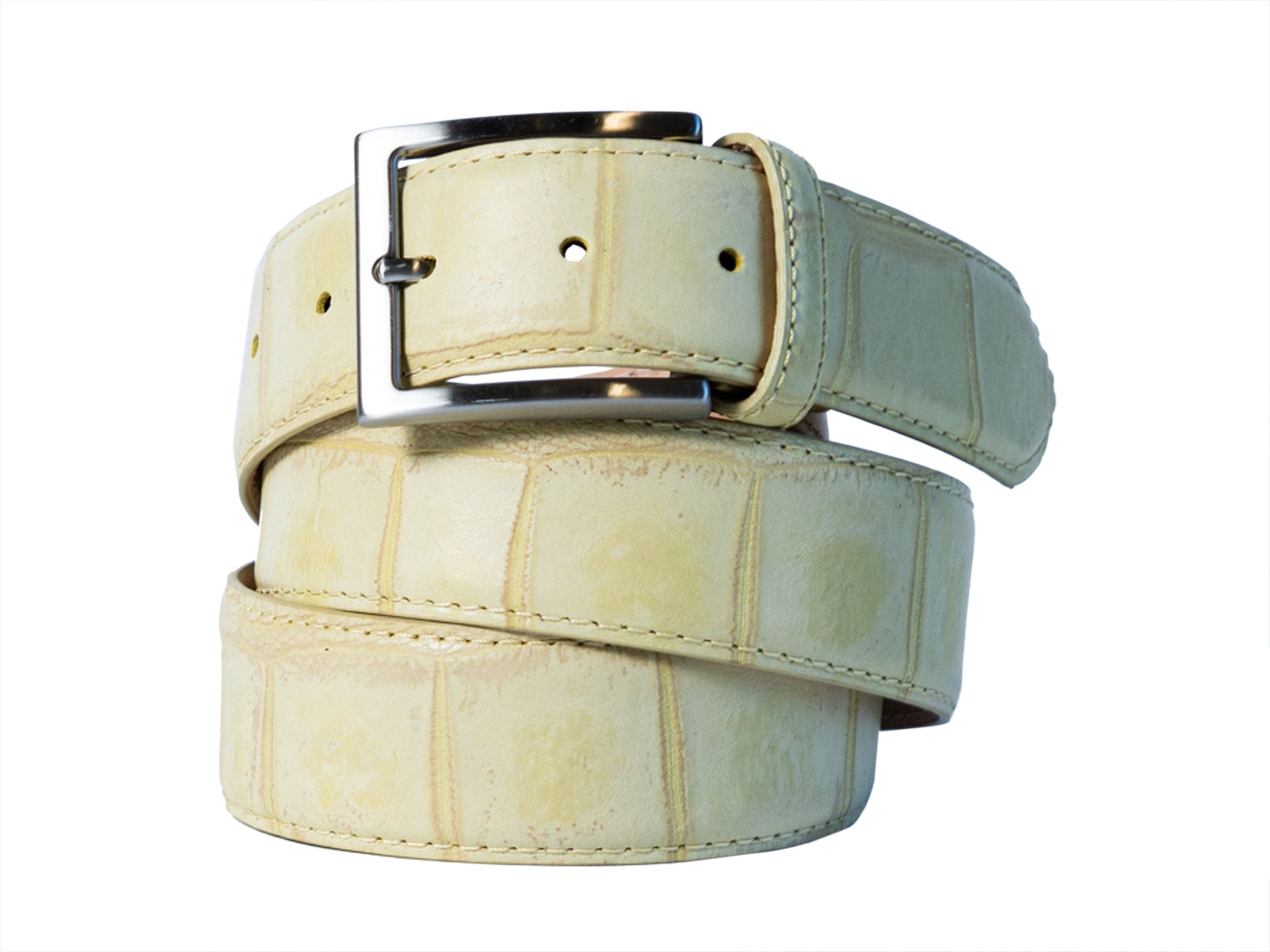 Limited Edition Calf Skin Alligator Embossed Belt Yellow