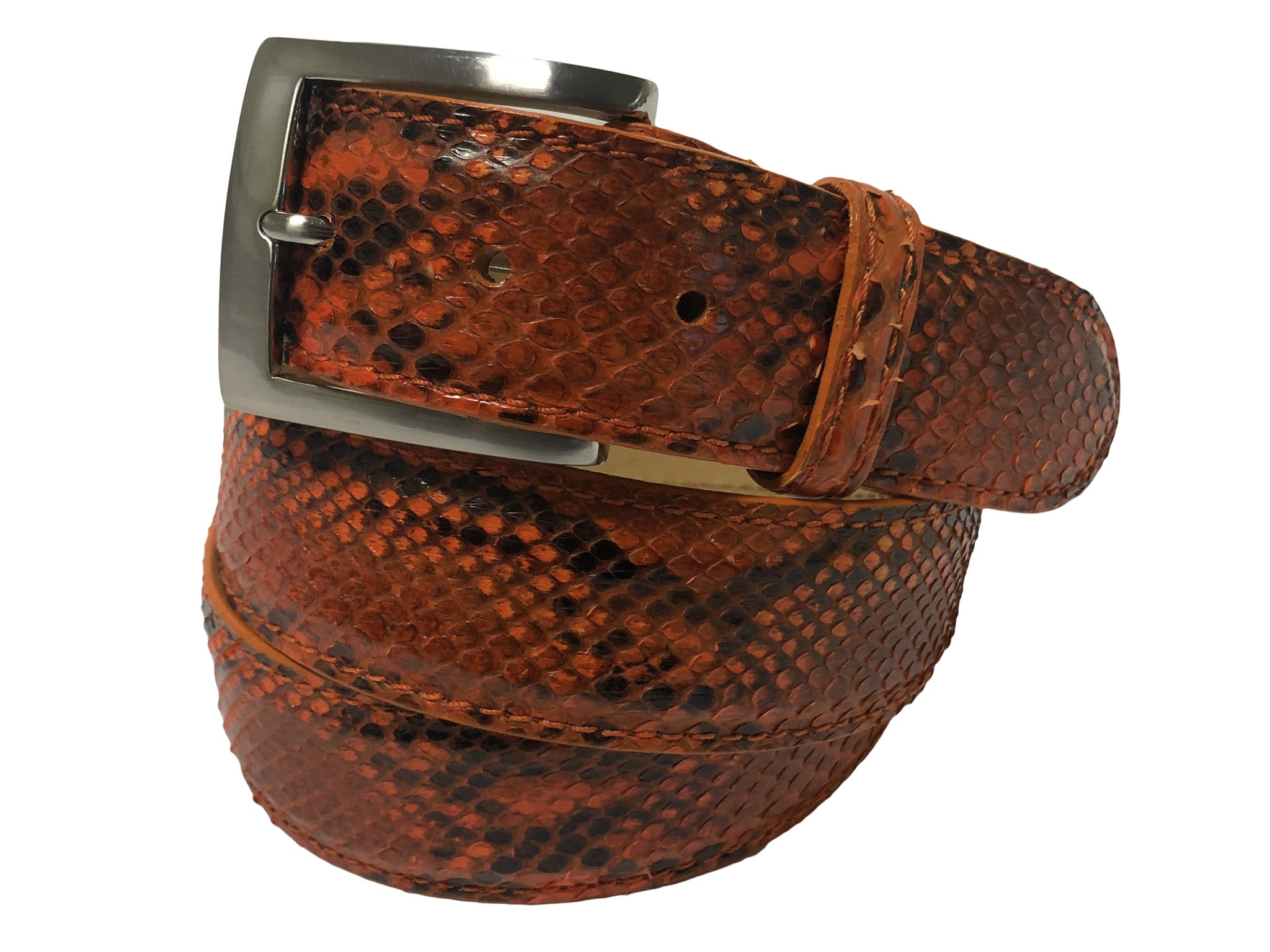 Fresco Golf's Signature Python Snake Skin Belt - Orange/Black