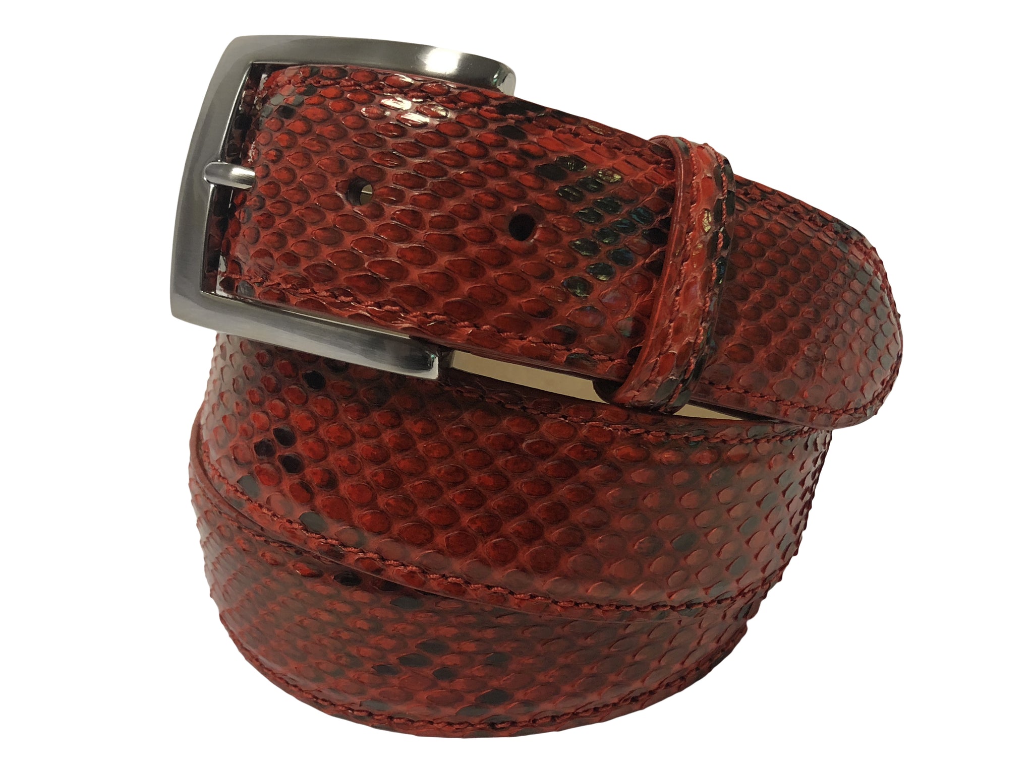 Fresco Golf's Signature Python Snake Skin Belt - Red/Black