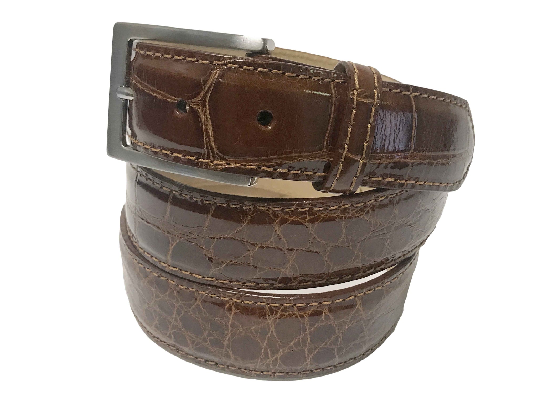 Alligator Skin Glossy Belt Cognac - Fresco Golf